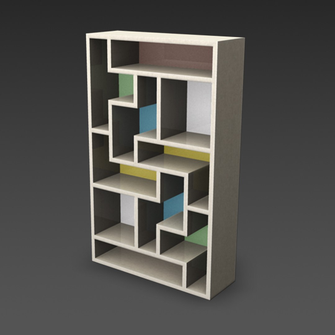 3d bookcase retro model