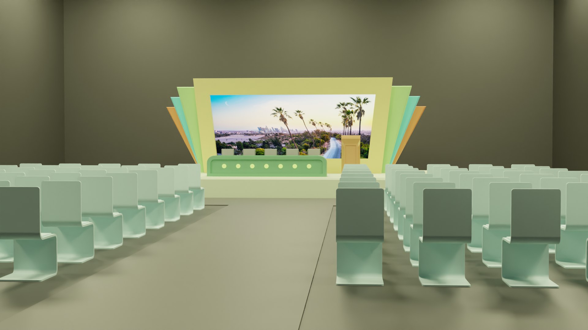 3D Conference Room Or Event Stage Design With Big Display Model ...