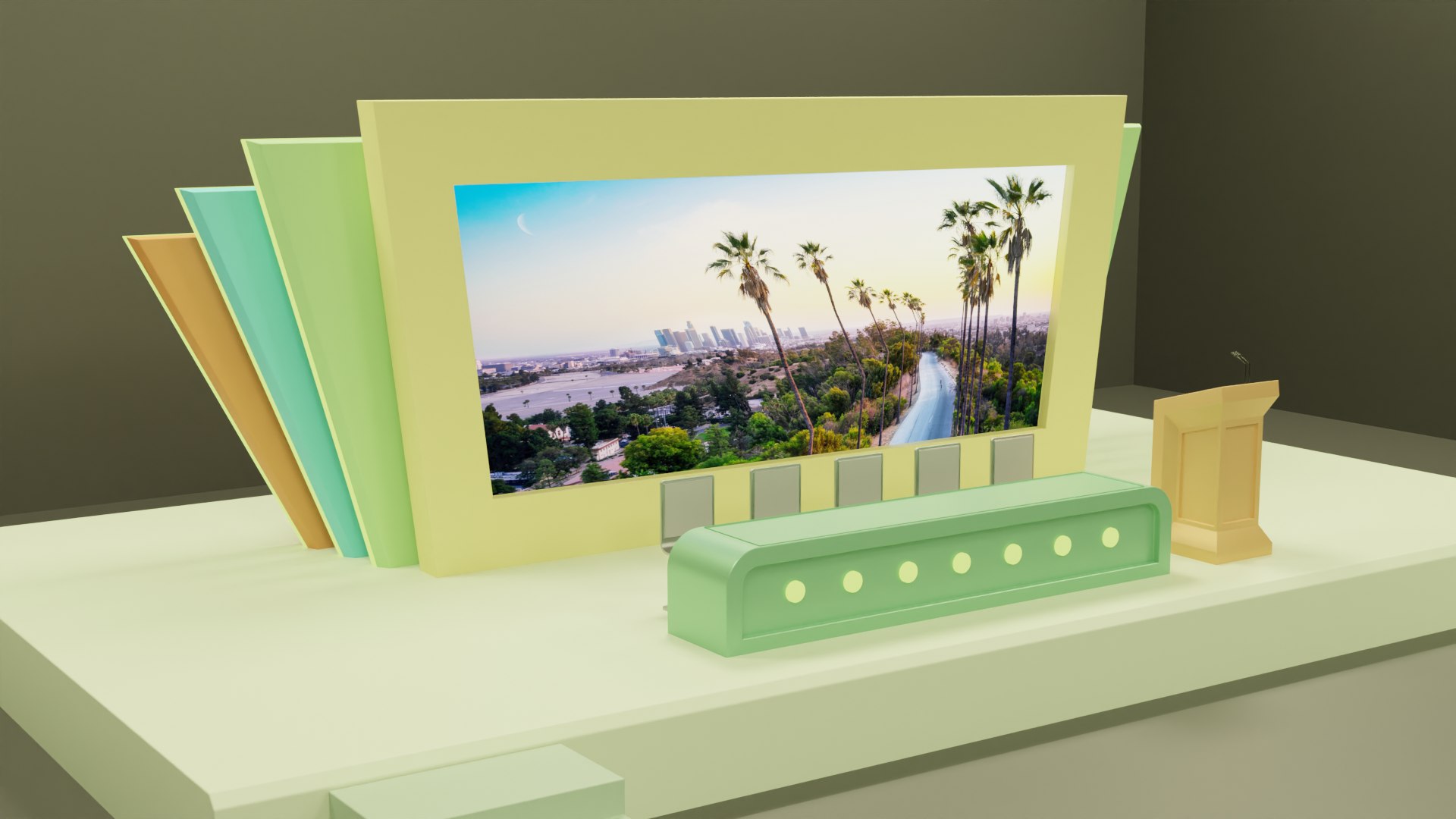 3D Conference Room Or Event Stage Design With Big Display Model ...