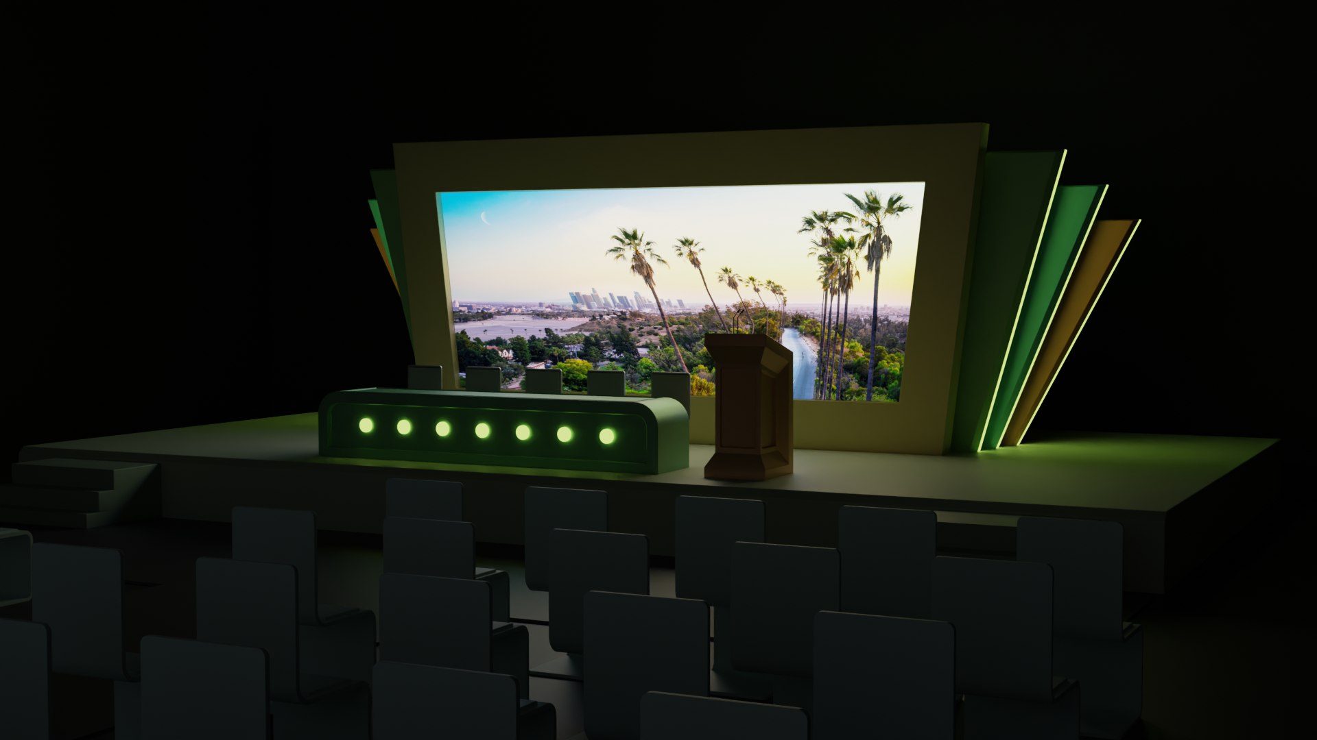 3D Conference Room Or Event Stage Design With Big Display Model ...