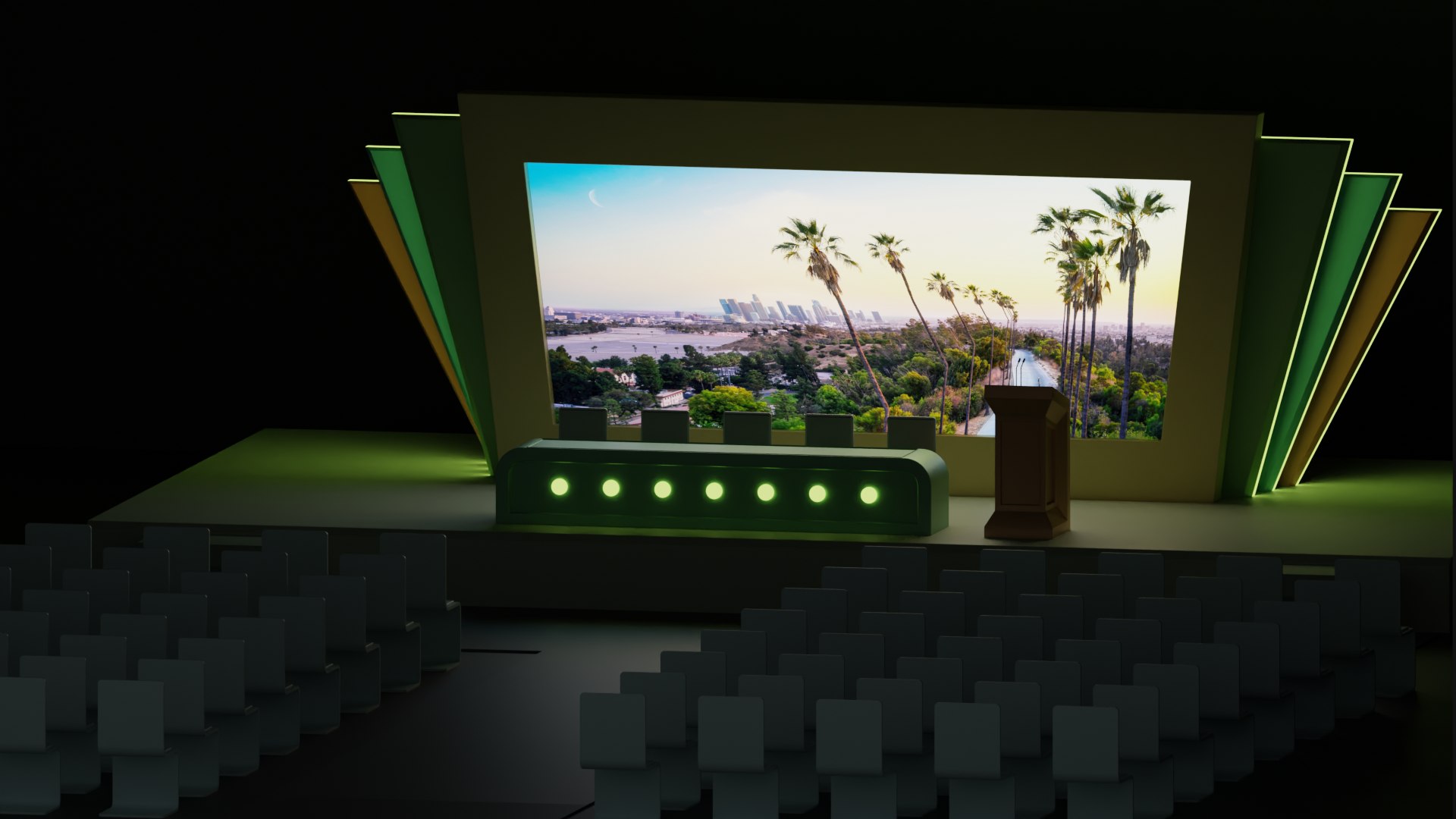 3D Conference Room Or Event Stage Design With Big Display Model ...