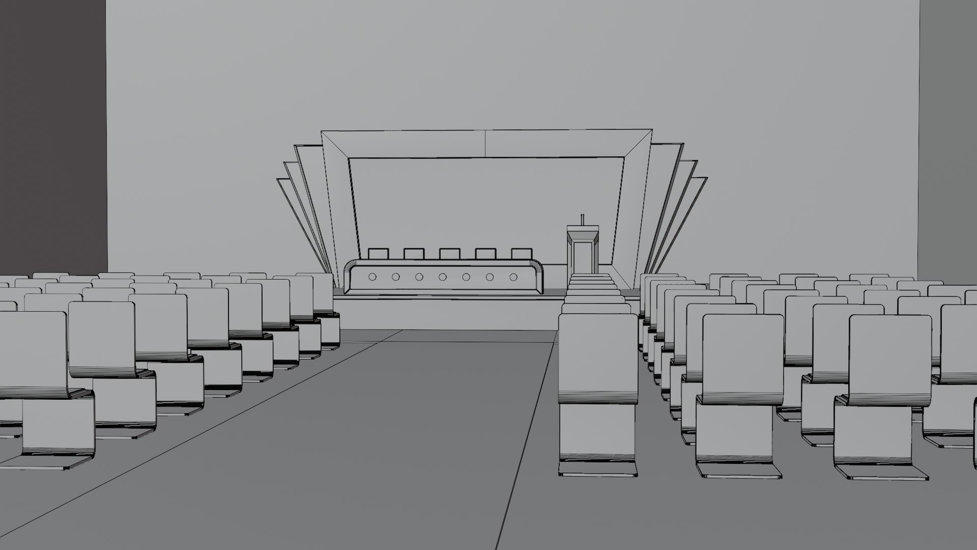 3D Conference Room Or Event Stage Design With Big Display Model ...