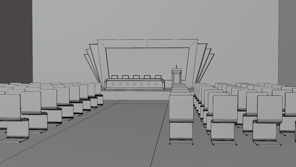 3D Conference Room or Event stage design with big display model ...