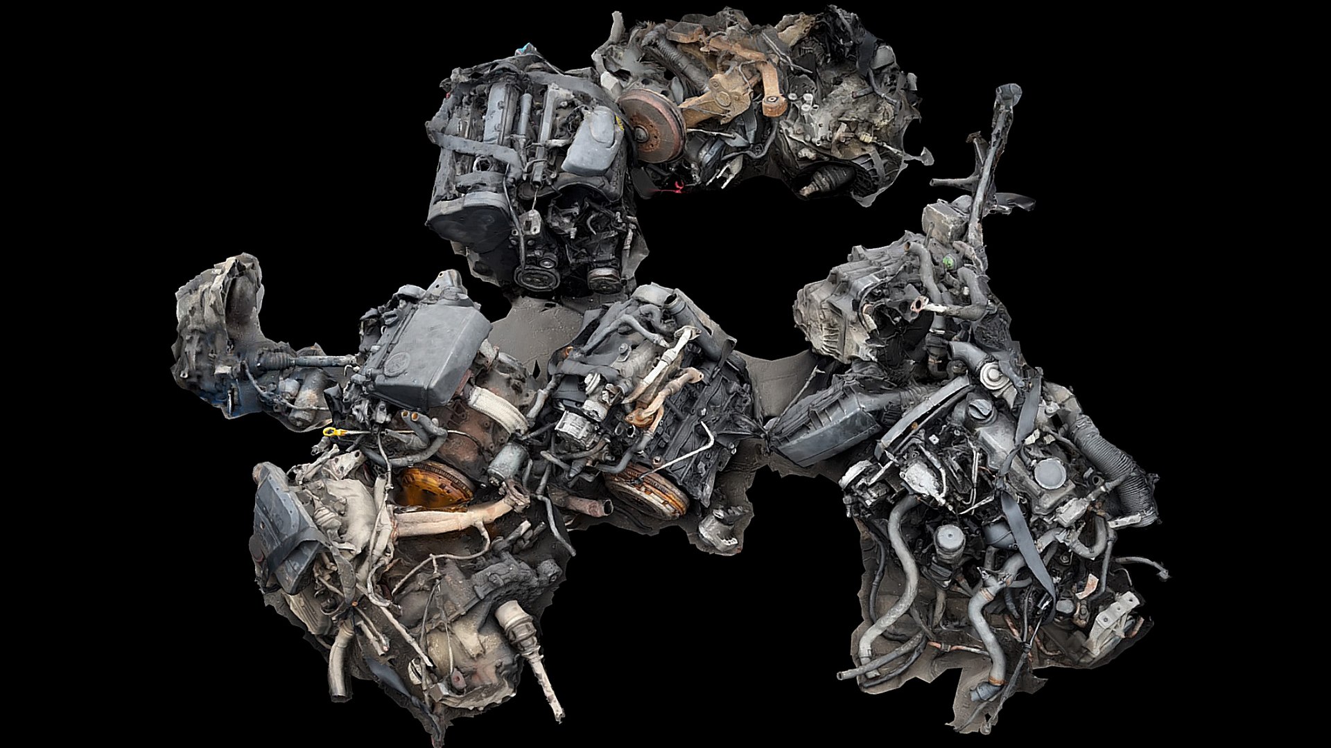 3D Car Engines Junkyard Partial Ground Photogrammetry - TurboSquid 2337398