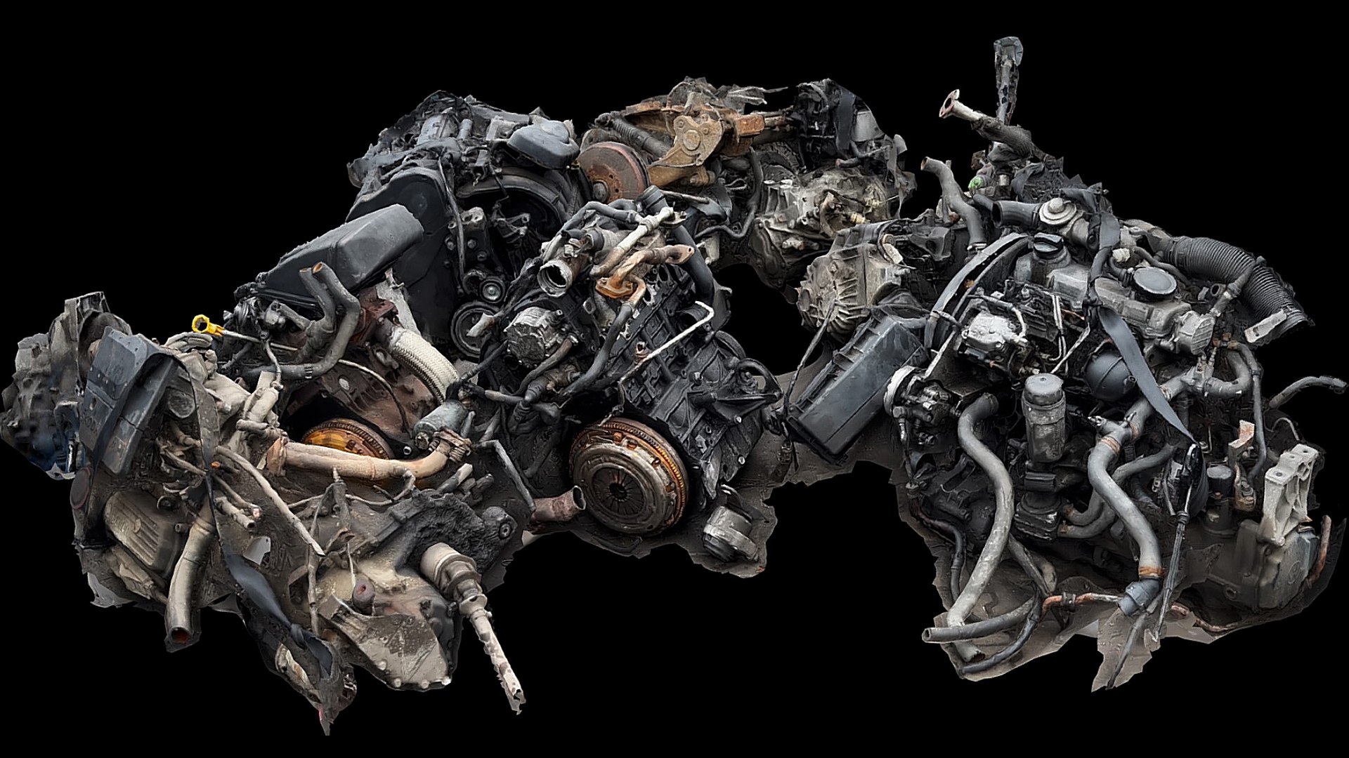 3D Car Engines Junkyard Partial Ground Photogrammetry - TurboSquid 2337398