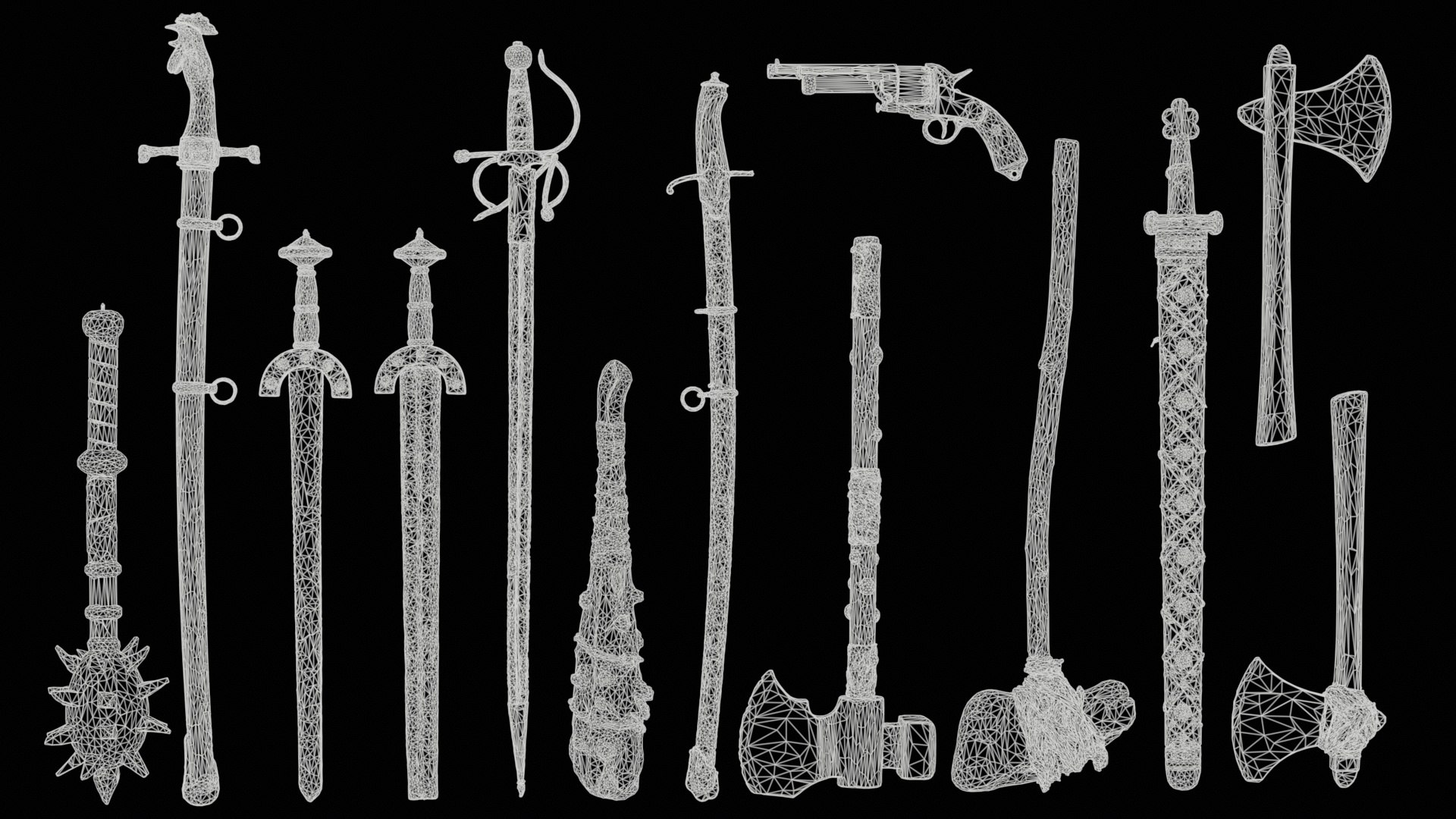 13 Apocalytpic Ornamental Weapons Model - TurboSquid 2200510
