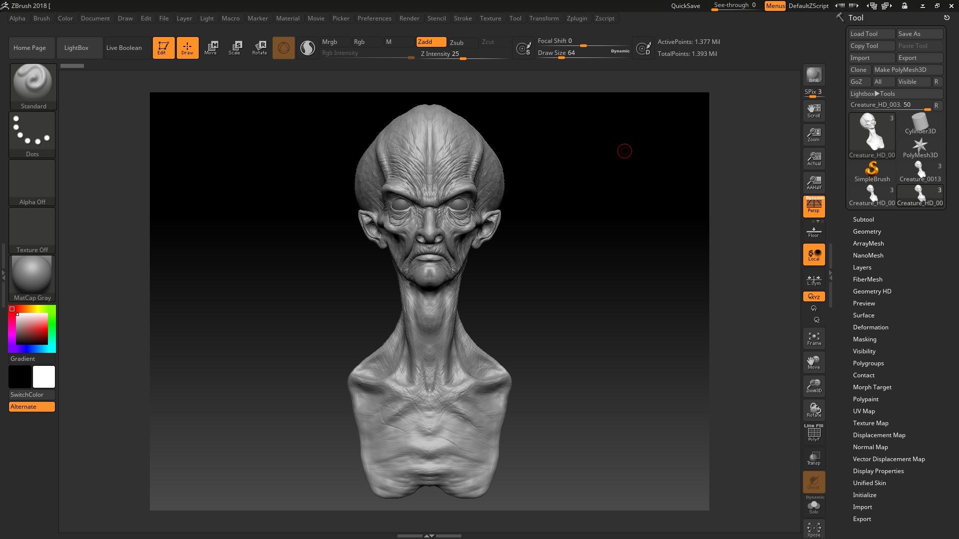 3D Creature Bust Zbrush - TurboSquid 1512469