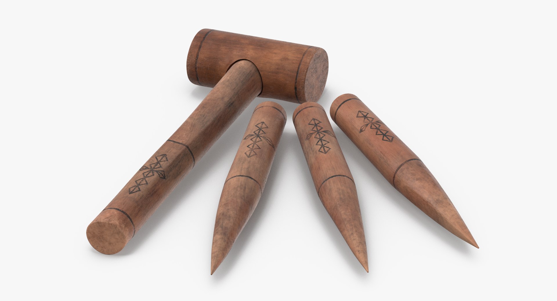 3d vampire hunting stakes mallets