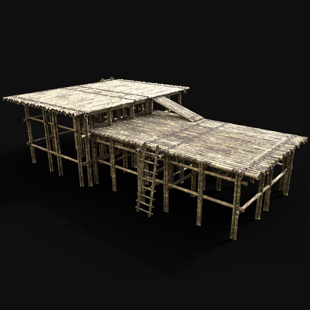 BAMBOO PIER BRIDGE LOG PLATFORM JUNGLE PORT DOCK CONSTRUCTION Model ...