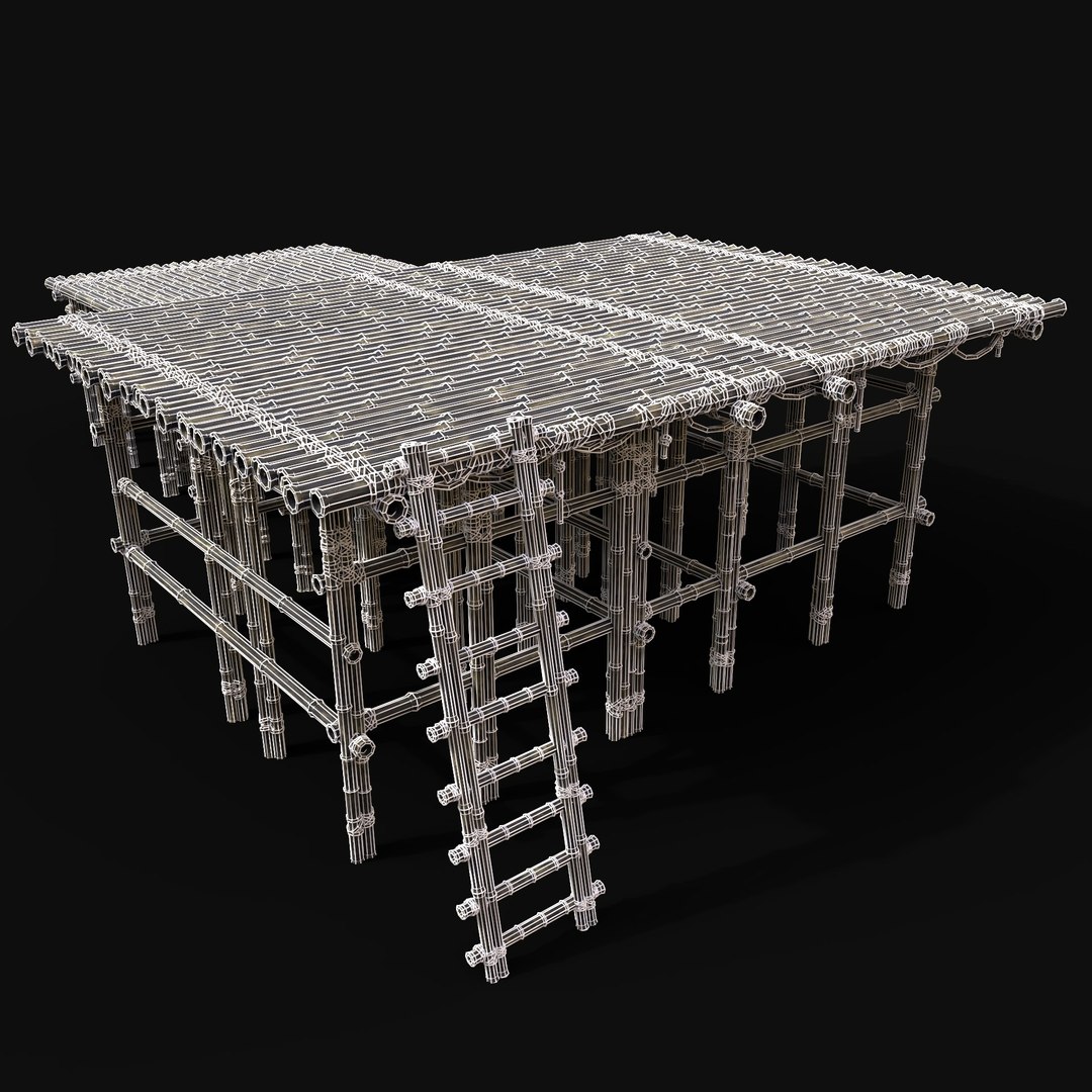 BAMBOO PIER BRIDGE LOG PLATFORM JUNGLE PORT DOCK CONSTRUCTION Model ...