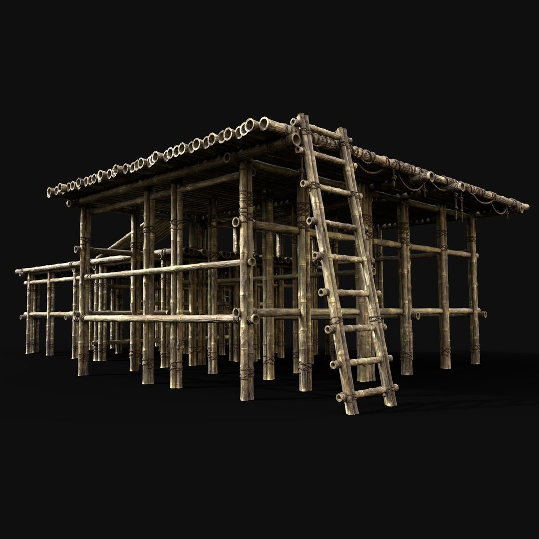 BAMBOO PIER BRIDGE LOG PLATFORM JUNGLE PORT DOCK CONSTRUCTION Model ...