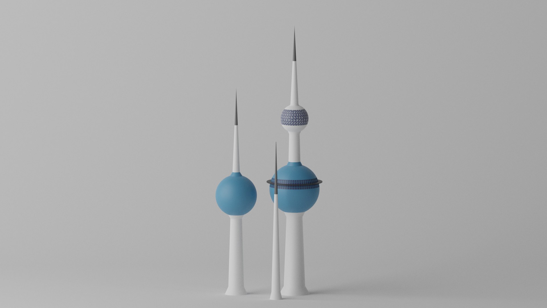 Cartoon Kuwait Towers Landmark 3D Model - TurboSquid 1796589