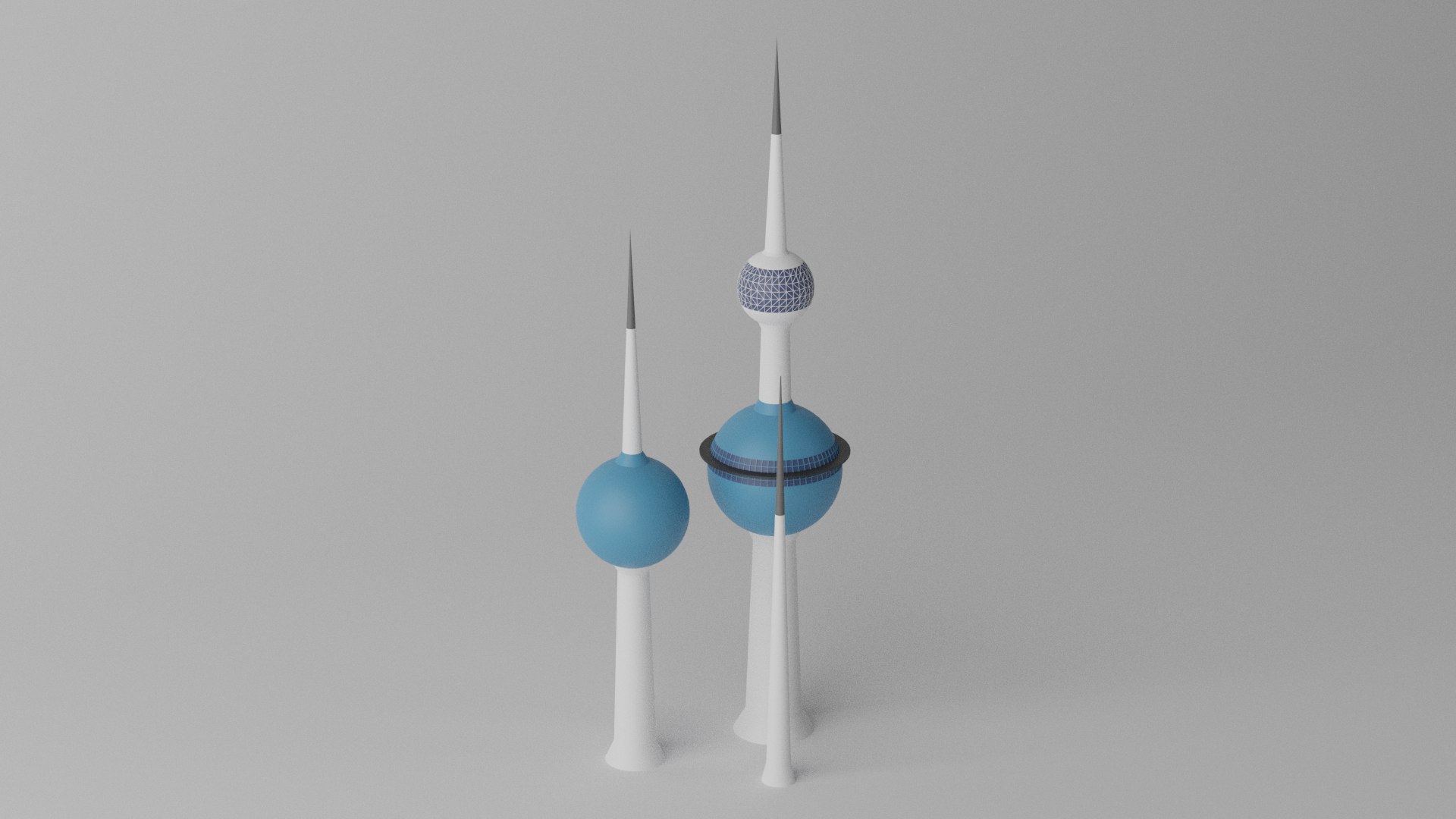 Cartoon Kuwait Towers Landmark 3D Model - TurboSquid 1796589