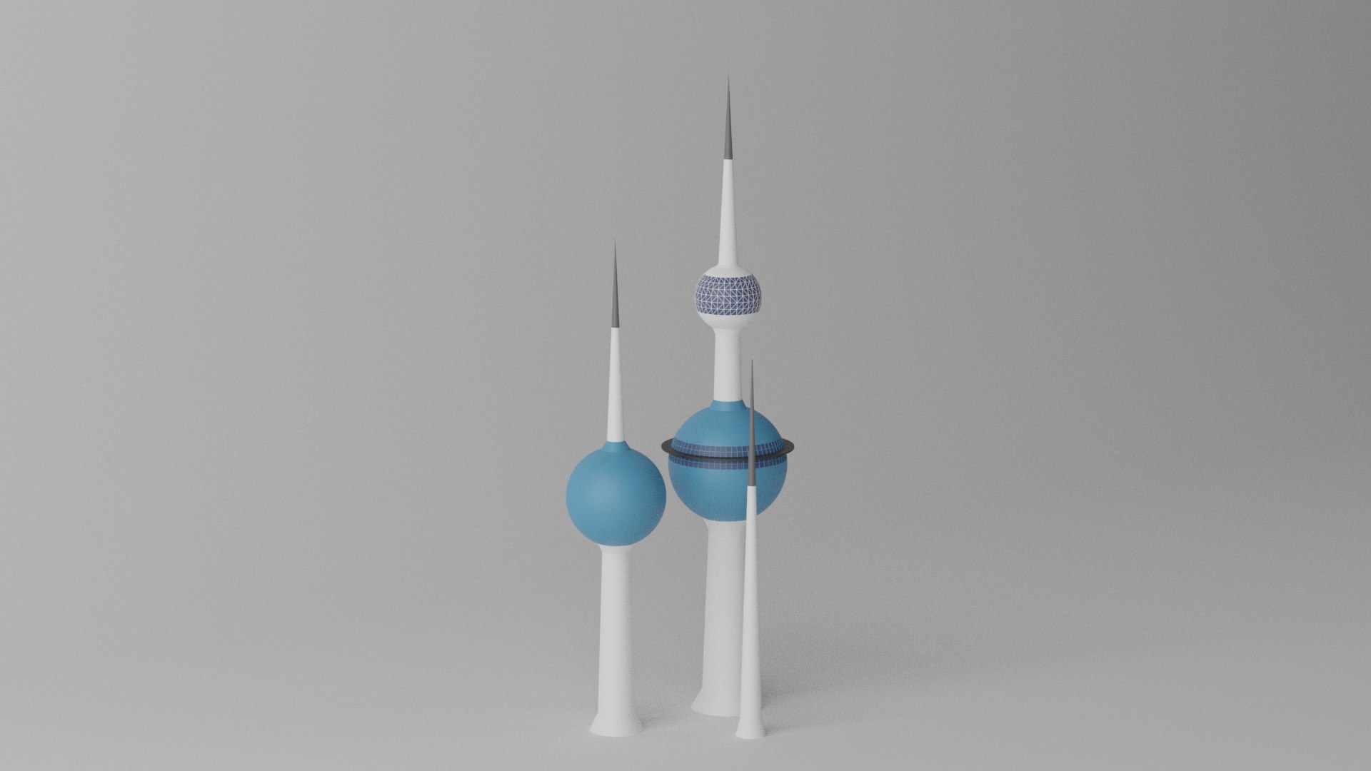 Cartoon Kuwait Towers Landmark 3D Model - TurboSquid 1796589