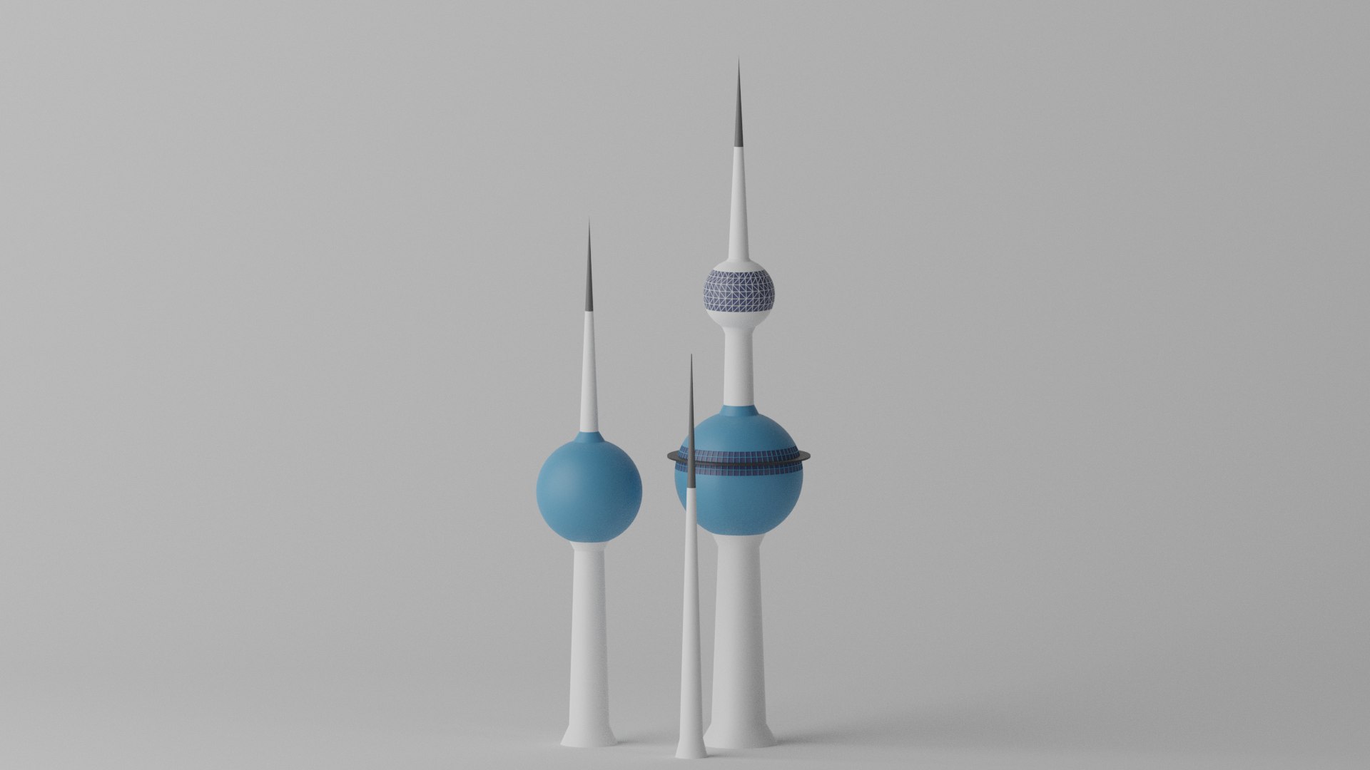 Cartoon Kuwait Towers Landmark 3D Model - TurboSquid 1796589