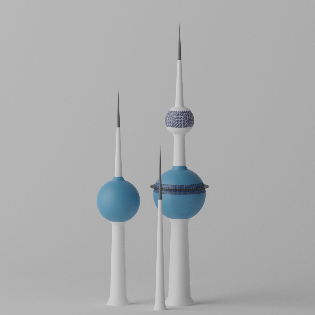 Cartoon Kuwait Towers Landmark 3D Model - TurboSquid 1796589