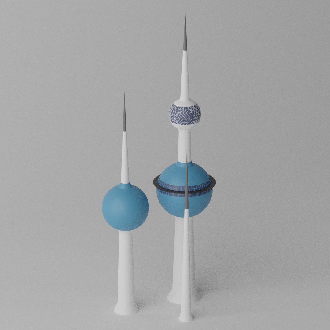 Cartoon Kuwait Towers Landmark 3D Model - TurboSquid 1796589