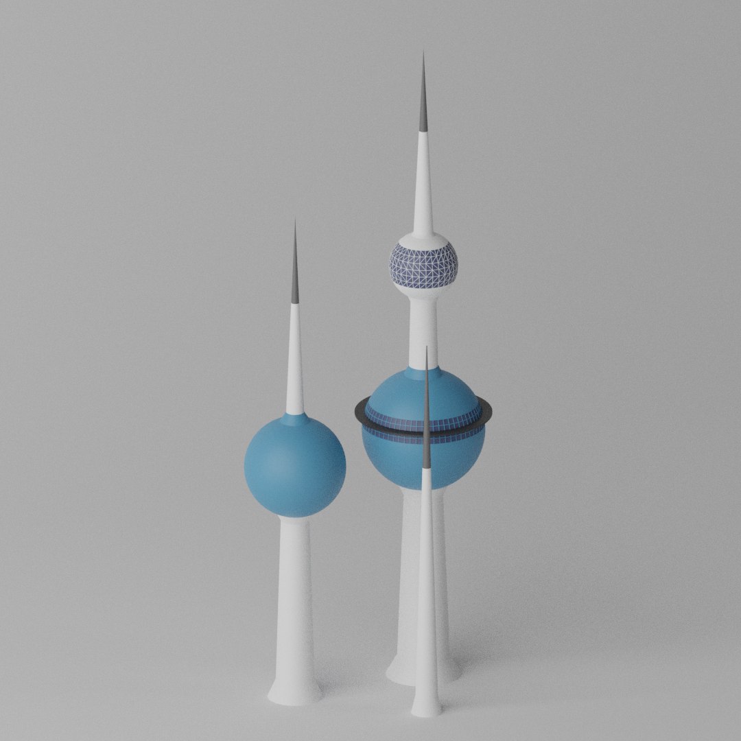 Cartoon Kuwait Towers Landmark 3D Model - TurboSquid 1796589