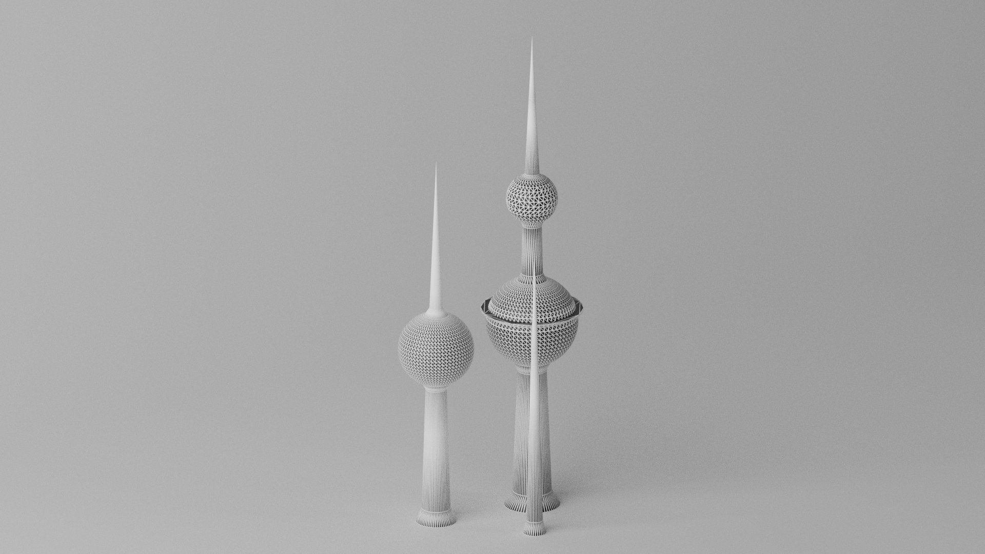 Cartoon Kuwait Towers Landmark 3D Model - TurboSquid 1796589