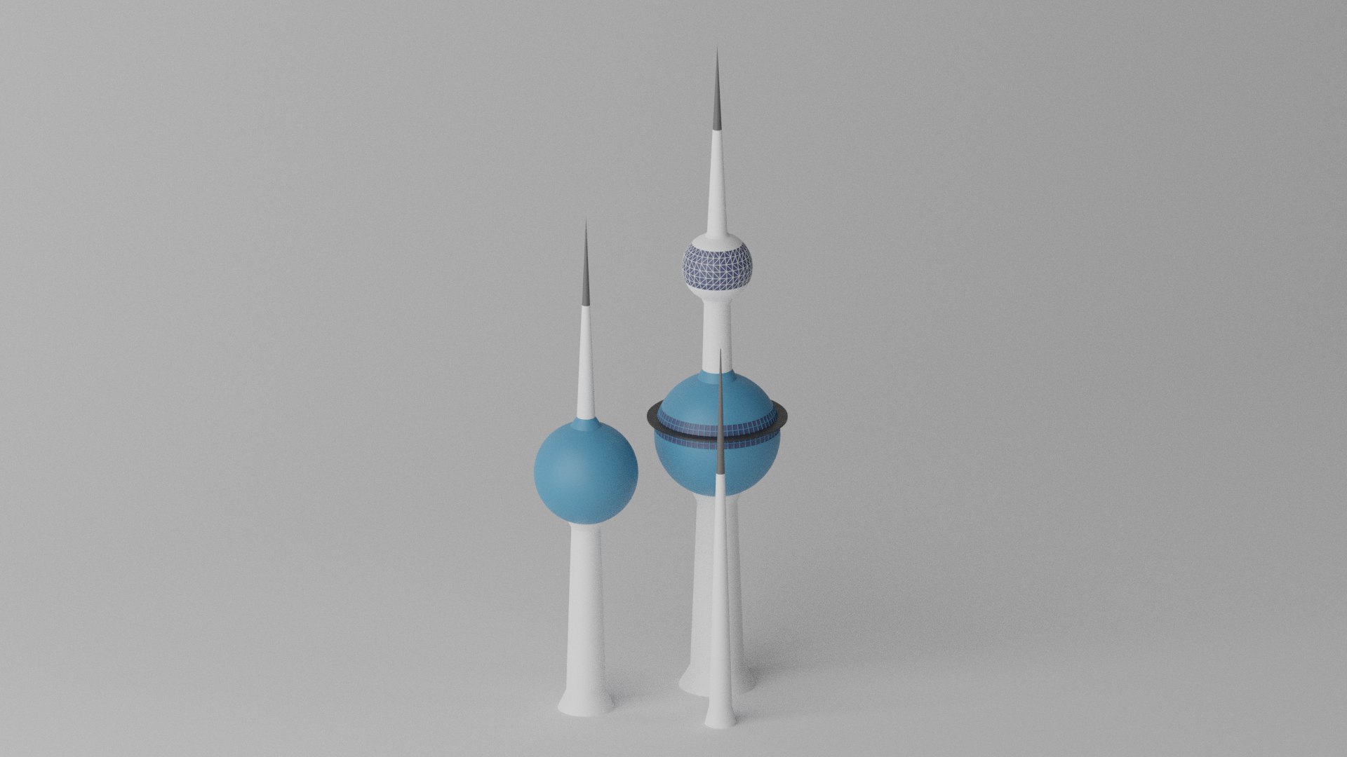 Cartoon Kuwait Towers Landmark 3D Model - TurboSquid 1796589