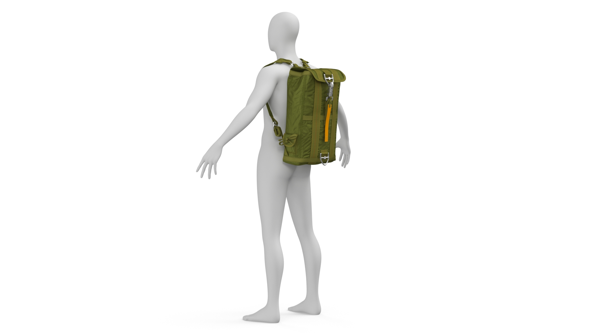 3D Tactical Military Parachute Backpack Worn Green - TurboSquid 2079639