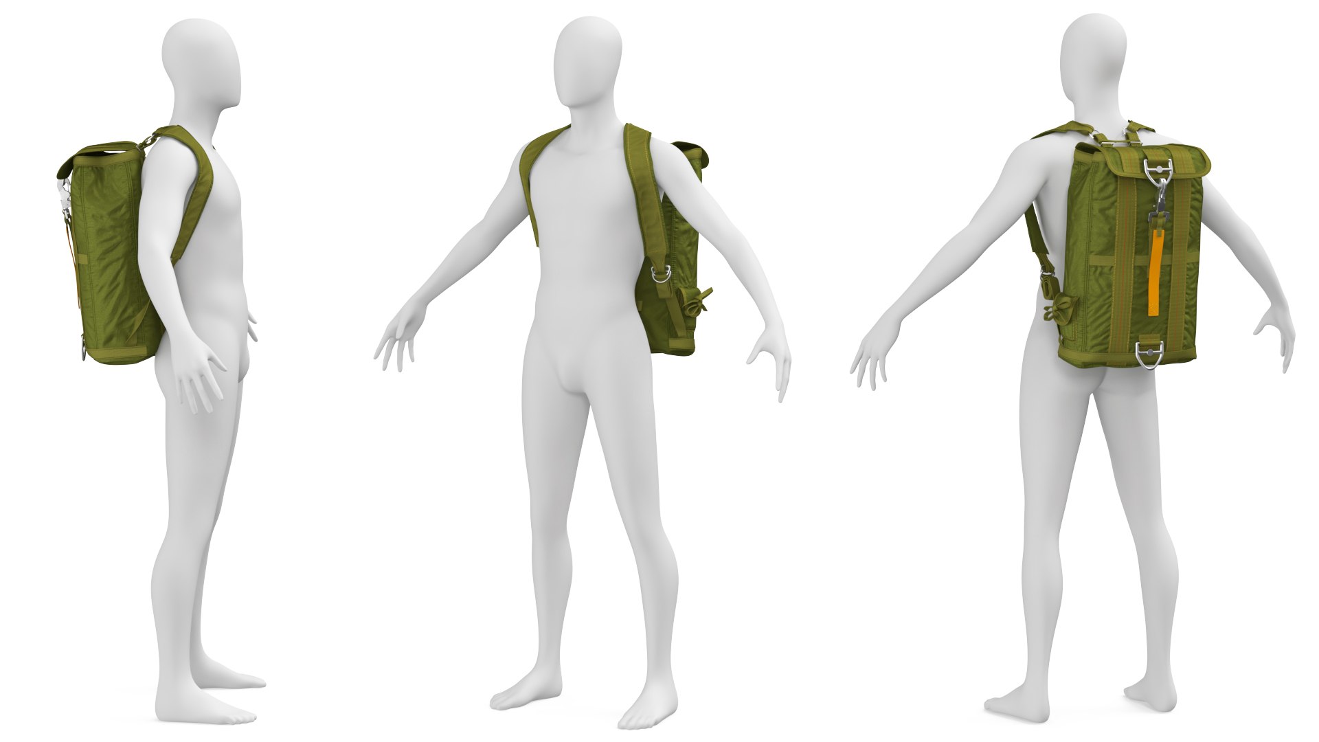 3D Tactical Military Parachute Backpack Worn Green - TurboSquid 2079639