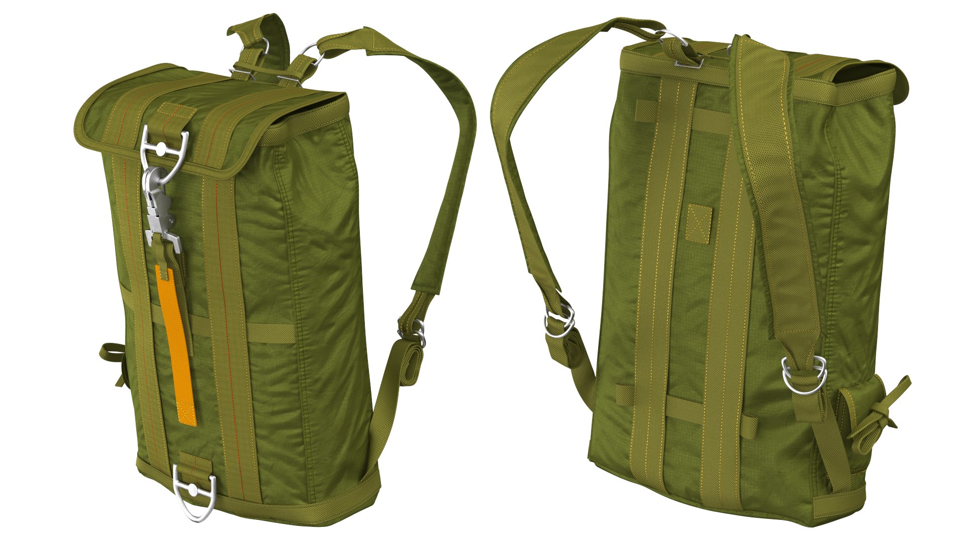 3D Tactical Military Parachute Backpack Worn Green - TurboSquid 2079639