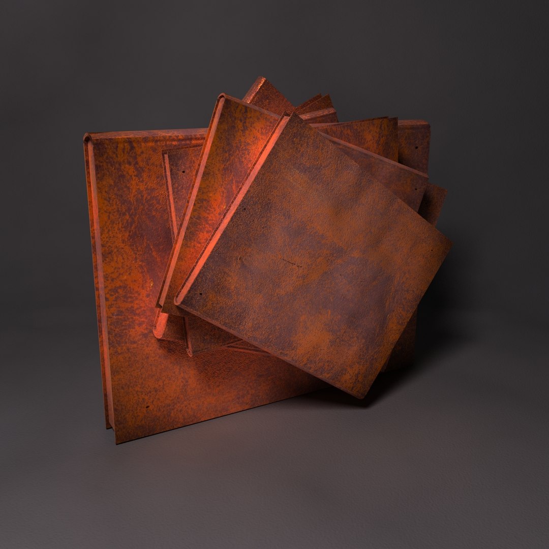 3d model rusty books sculpture