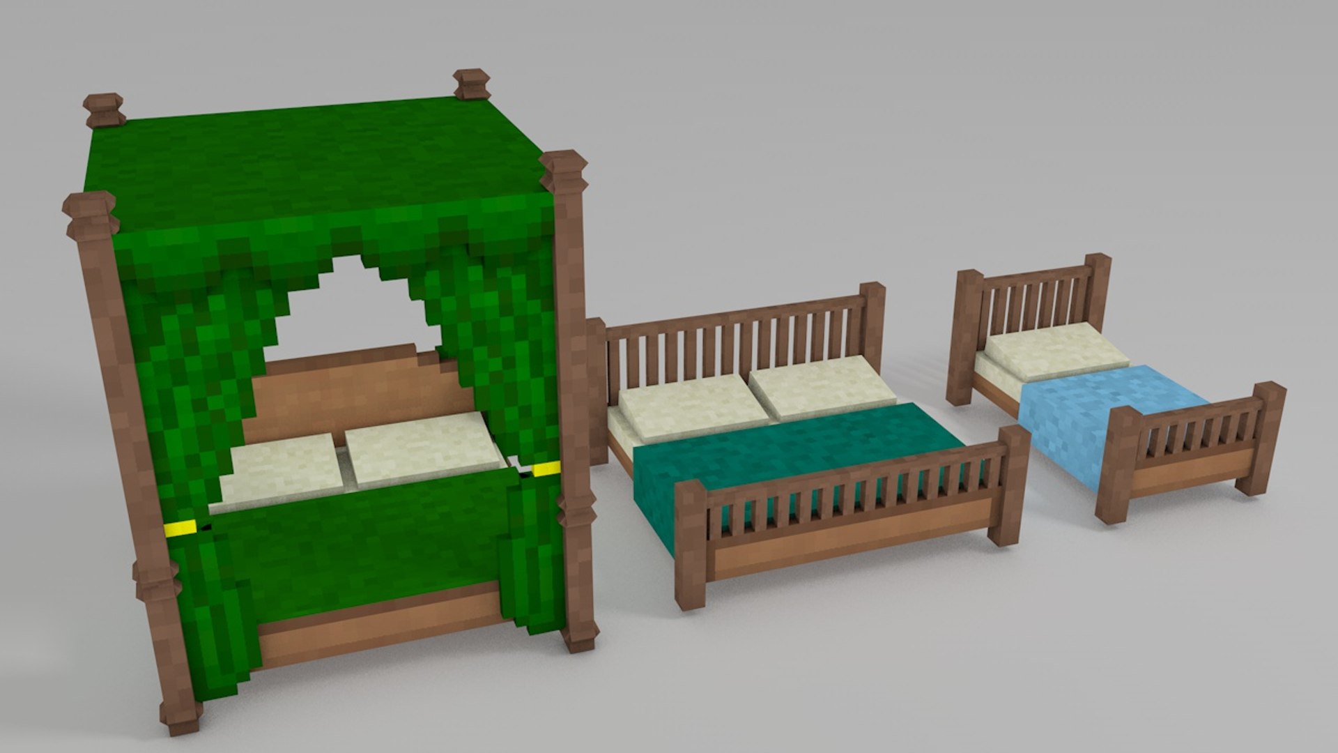 3d Minecraft Library Models: Bedroom