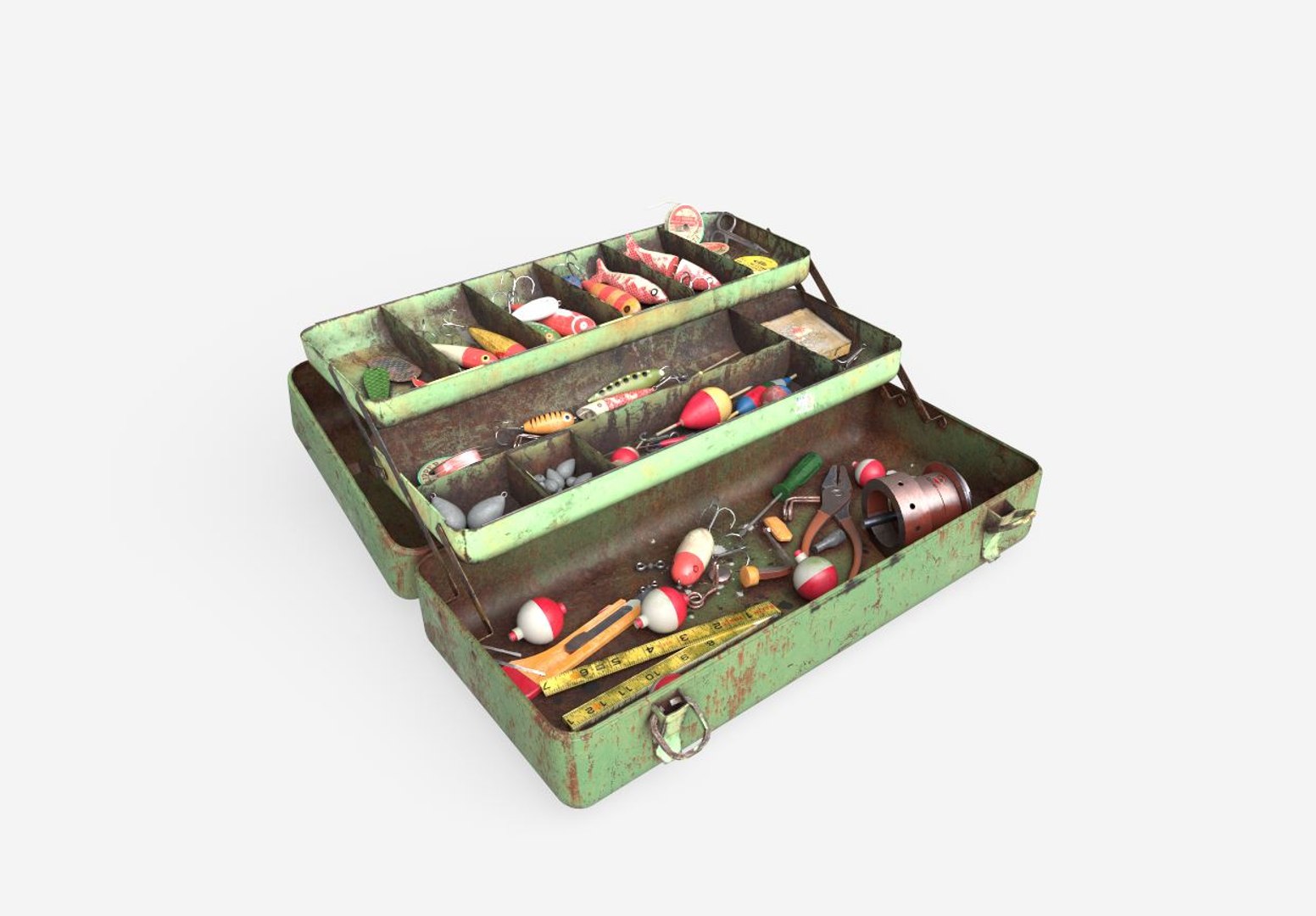 Old Fishing Tackle Box 3D Model - TurboSquid 1980378