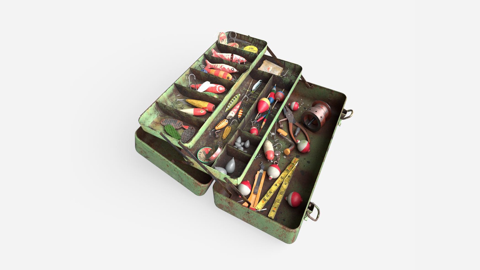 Old Fishing Tackle Box 3D Model - TurboSquid 1980378