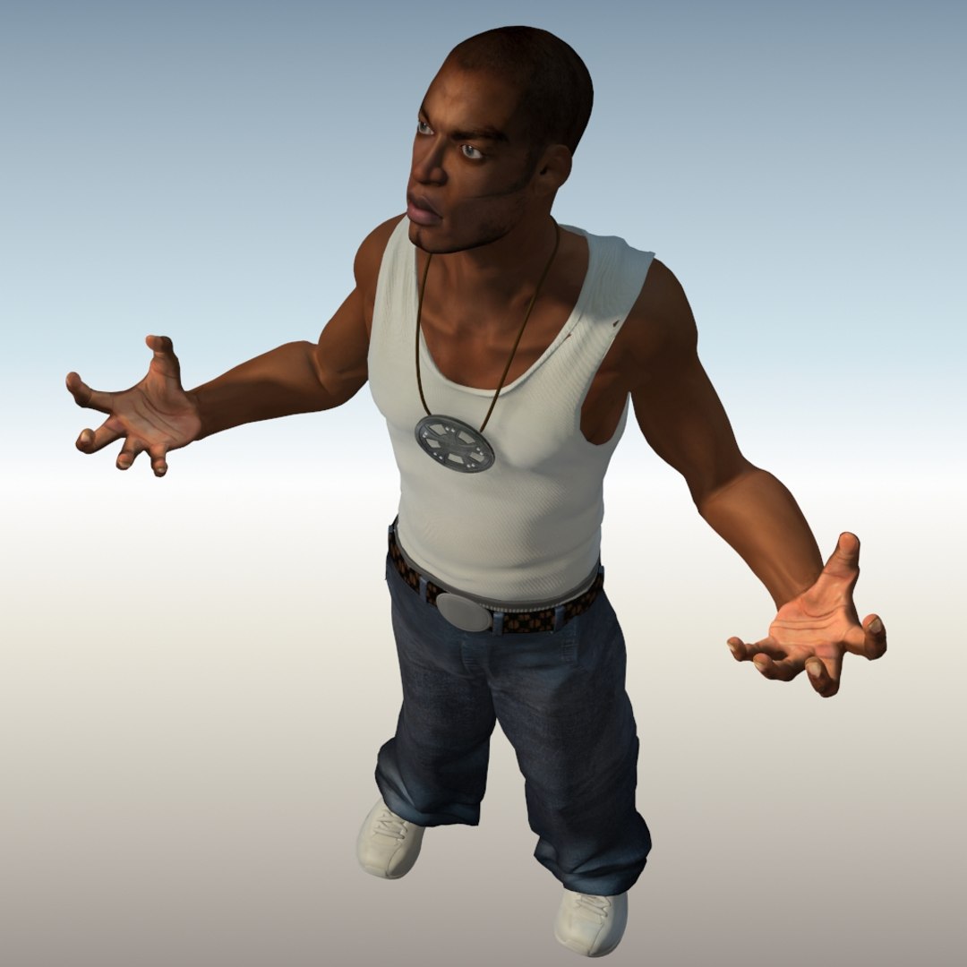 Black Male Gang Member 3d Model