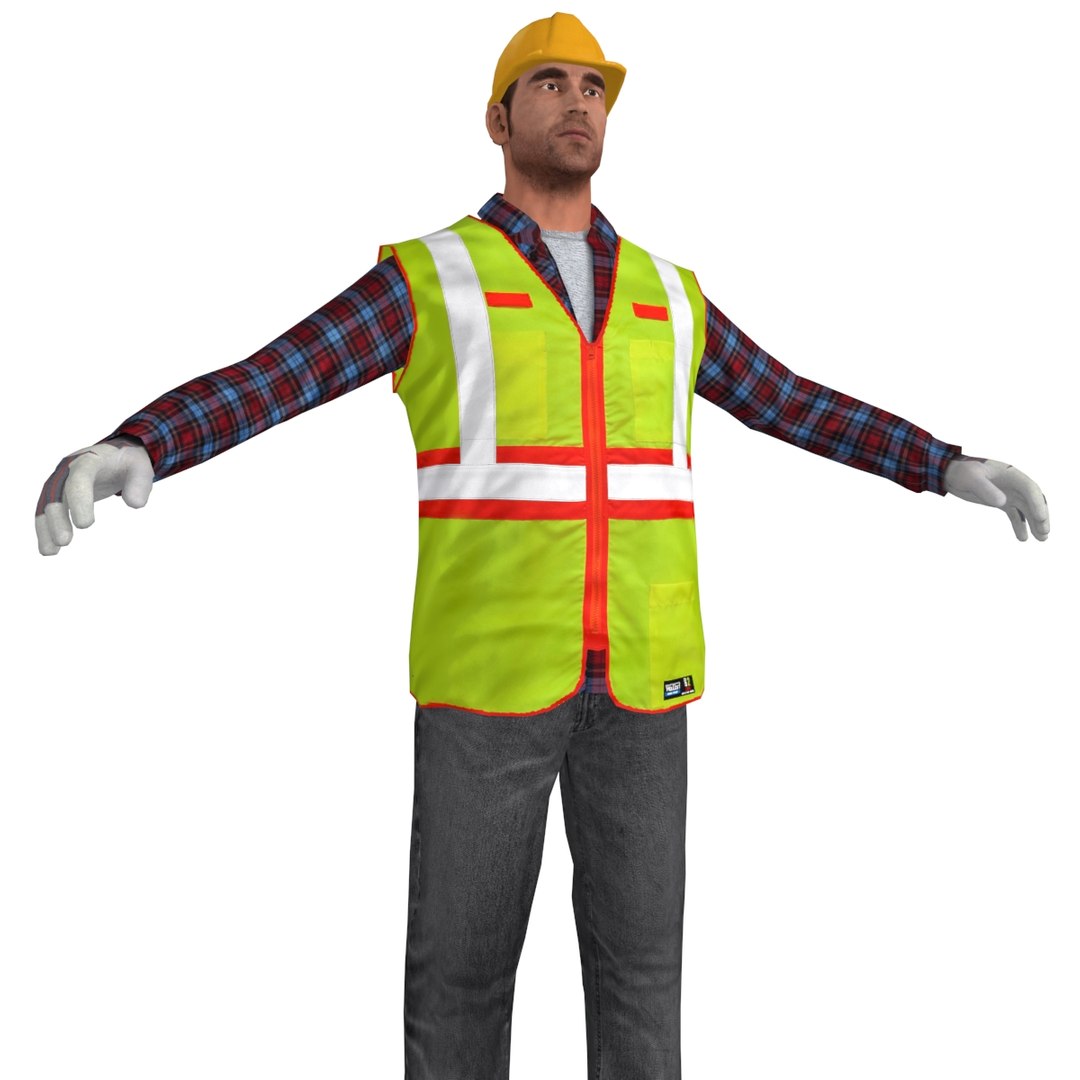 3d Rigged Worker Man Model