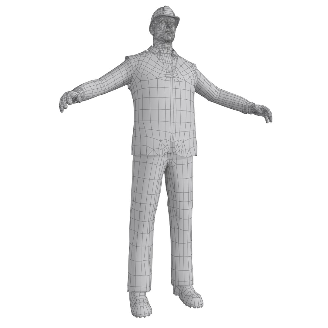 3d rigged worker man model