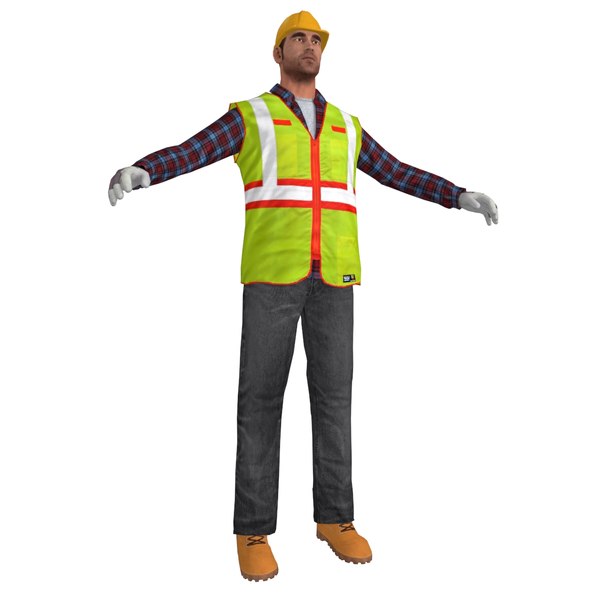 3d rigged worker man model