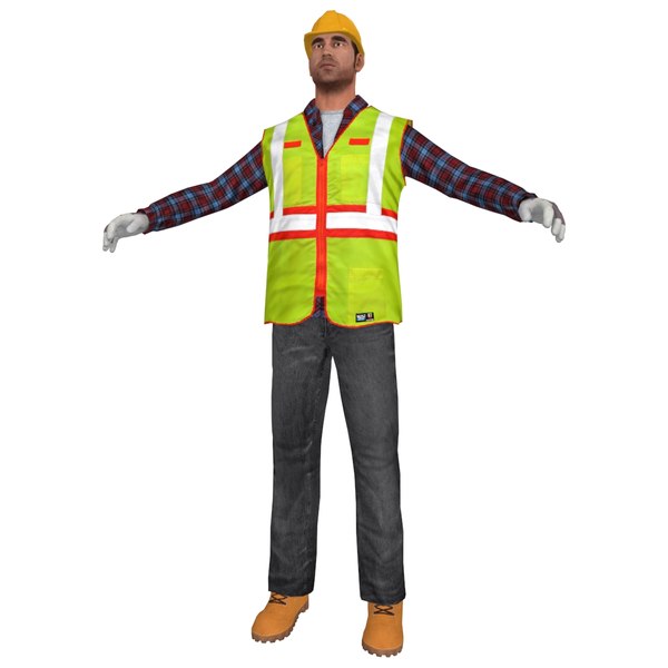 3d rigged worker man model