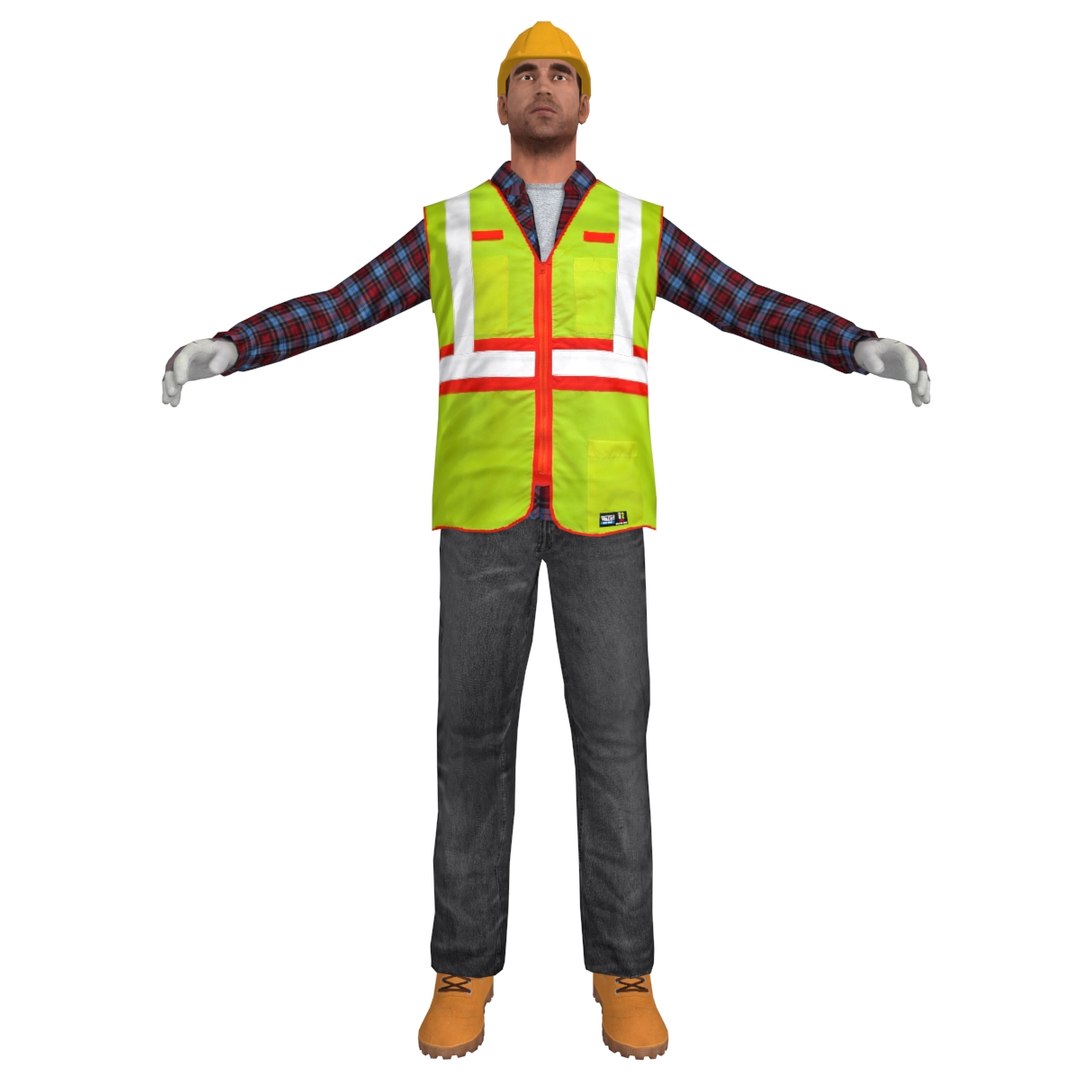 3d Rigged Worker Man Model