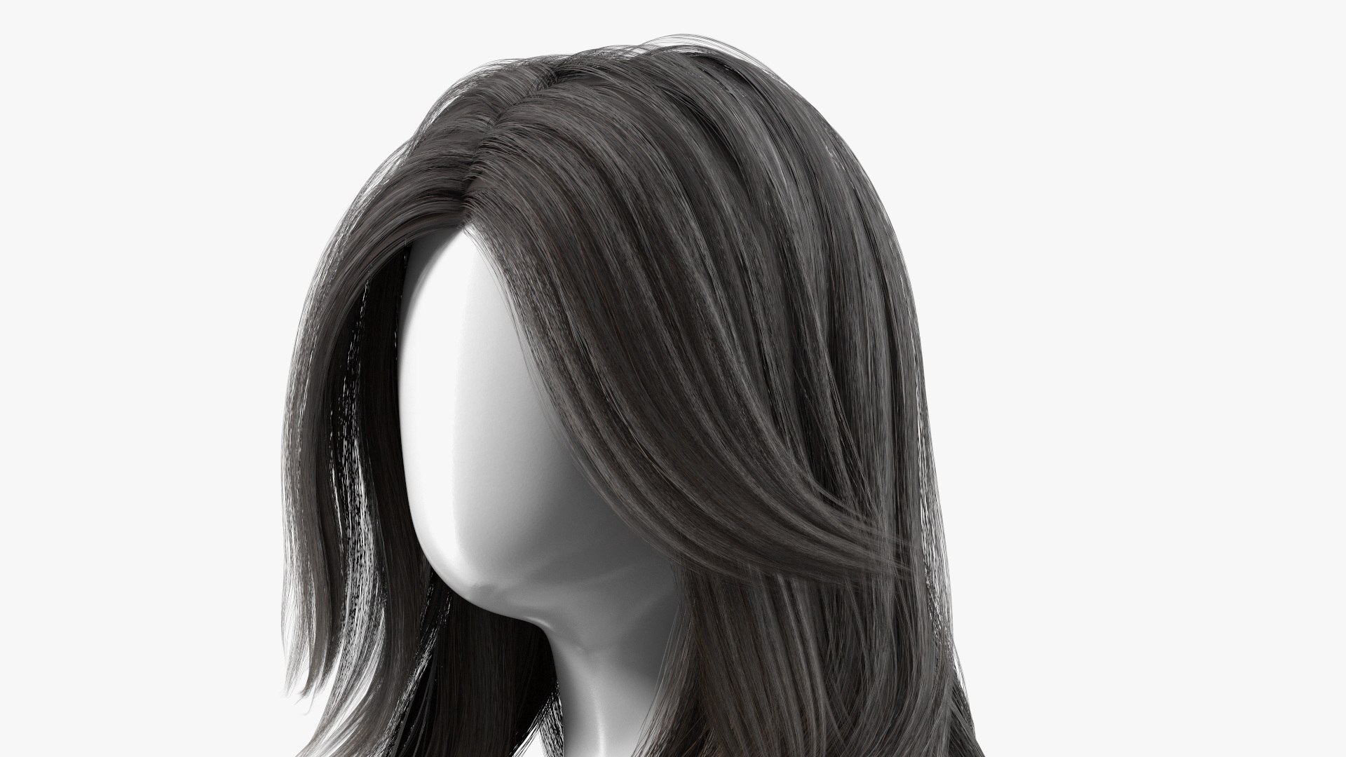 Long Wavy Hairstyle Wig Dark 3D Model - TurboSquid 2344090