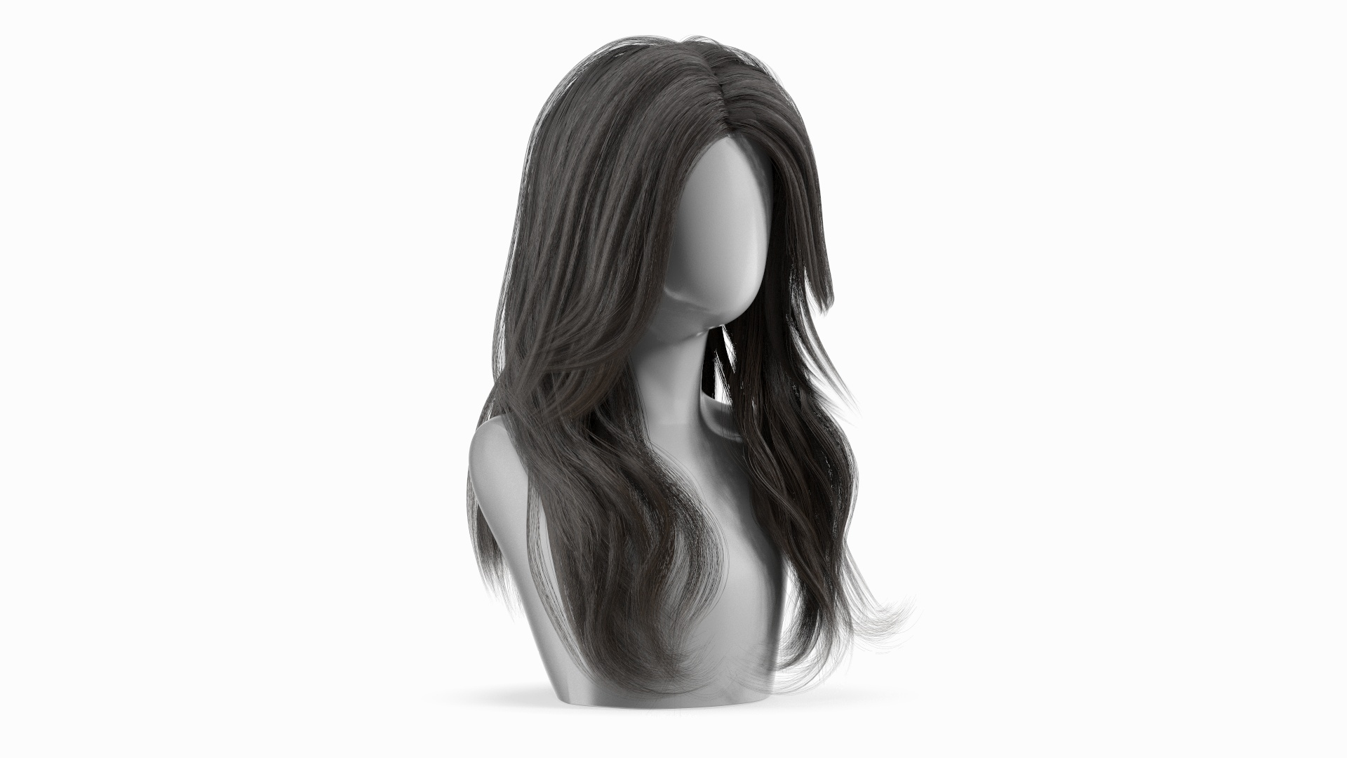 Long Wavy Hairstyle Wig Dark 3D Model - TurboSquid 2344090