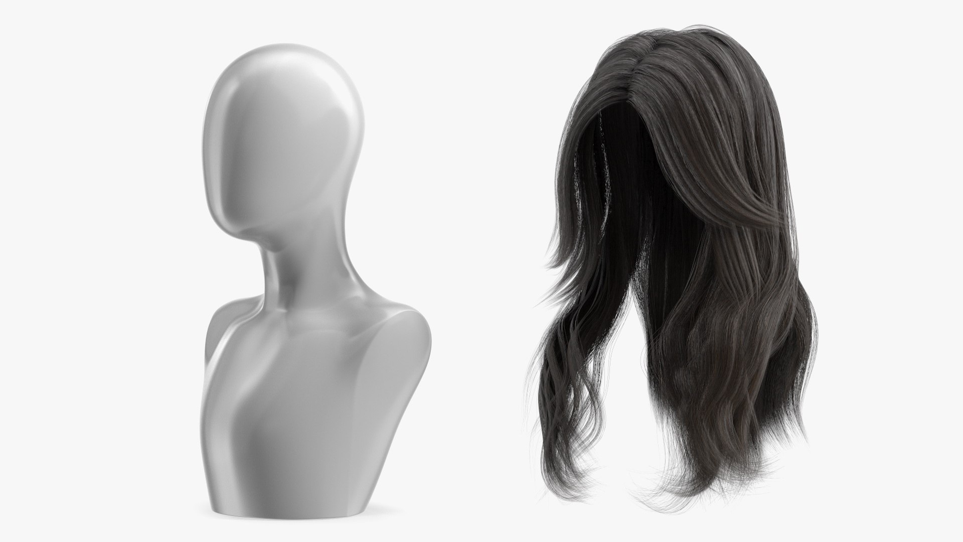 Long Wavy Hairstyle Wig Dark 3D Model - TurboSquid 2344090