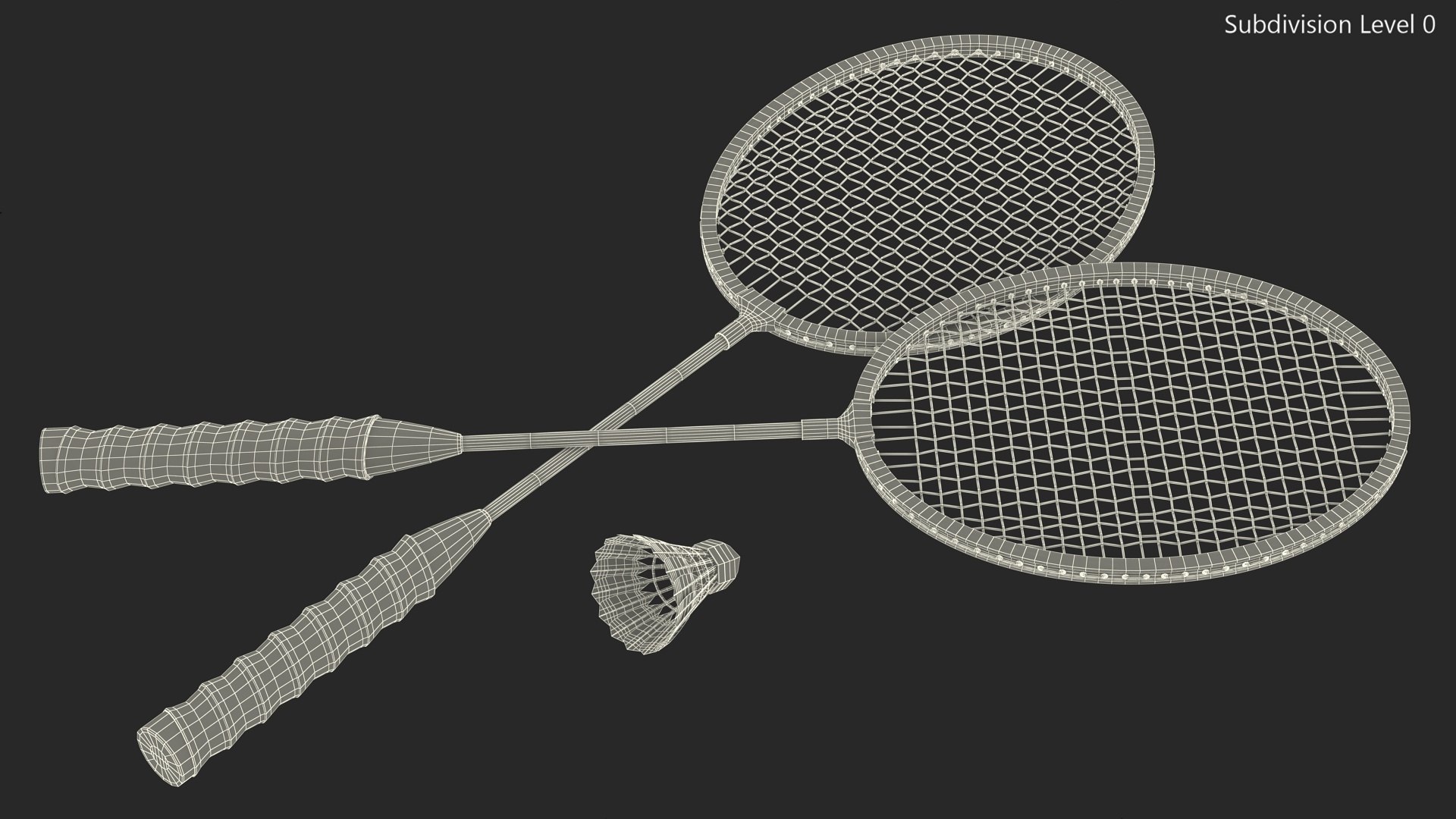 3D model Red Composite Badminton Rackets and Plastic Shuttlecock ...