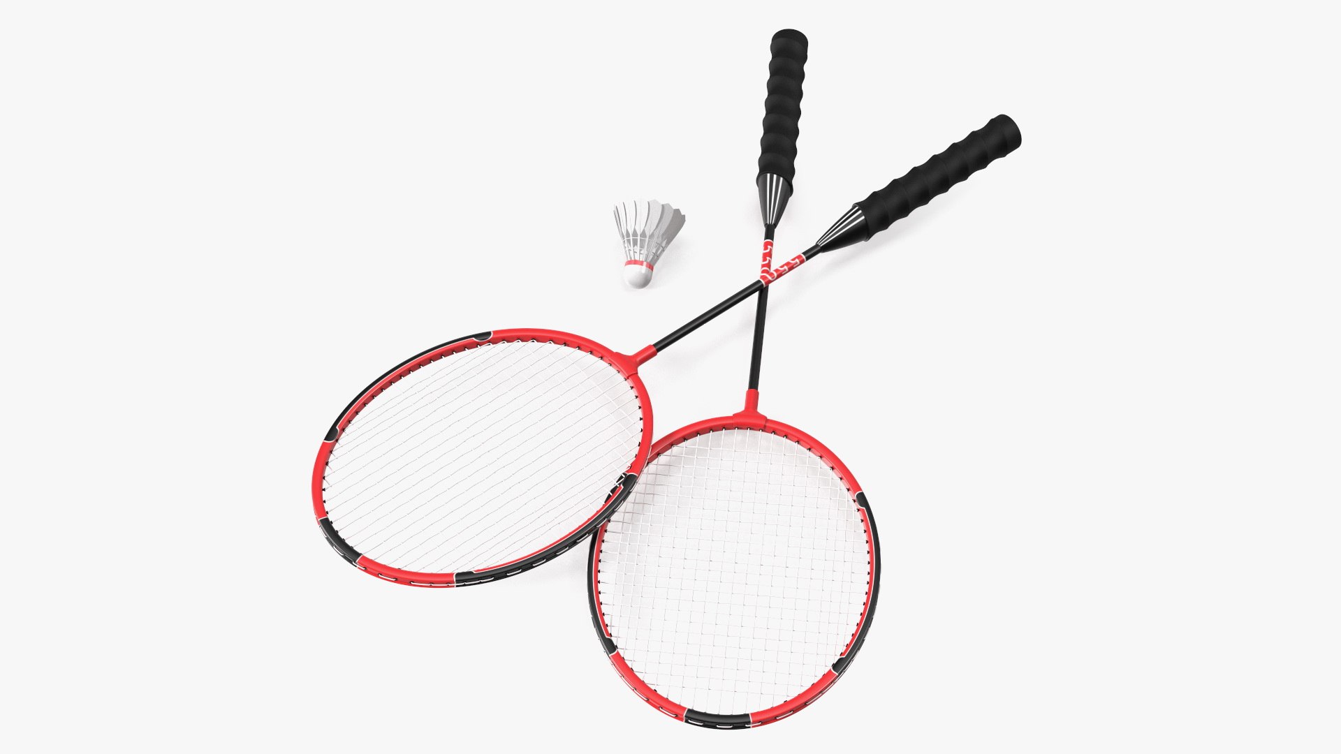 3D Model Red Composite Badminton Rackets And Plastic Shuttlecock ...