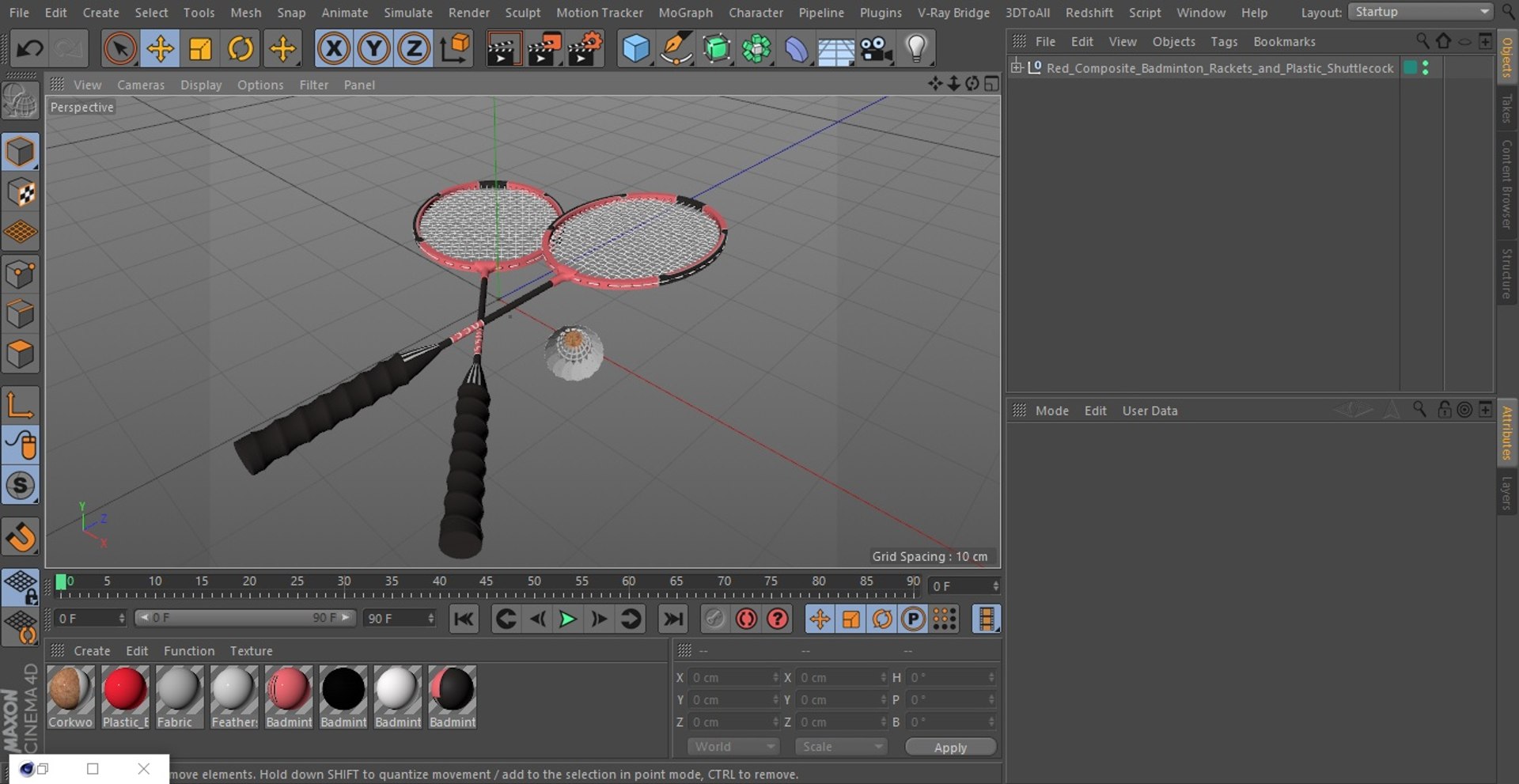 3D model Red Composite Badminton Rackets and Plastic Shuttlecock ...