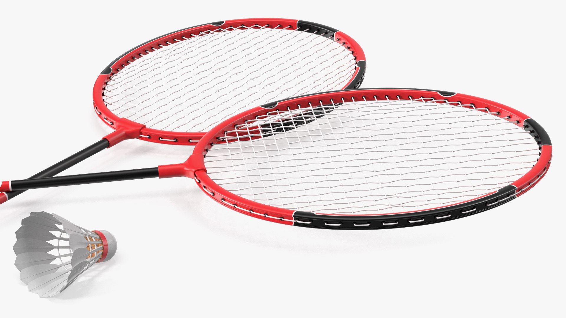3D model Red Composite Badminton Rackets and Plastic Shuttlecock ...