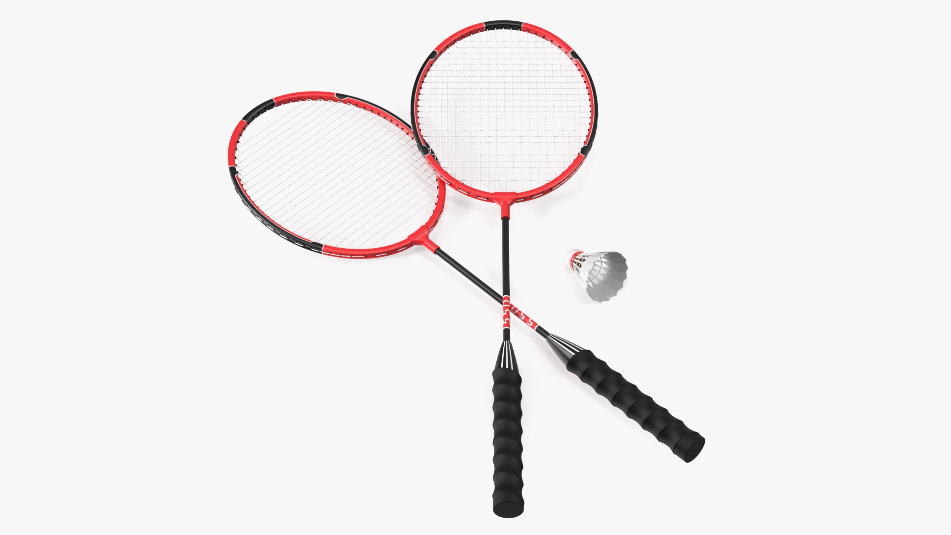 3D model Red Composite Badminton Rackets and Plastic Shuttlecock ...