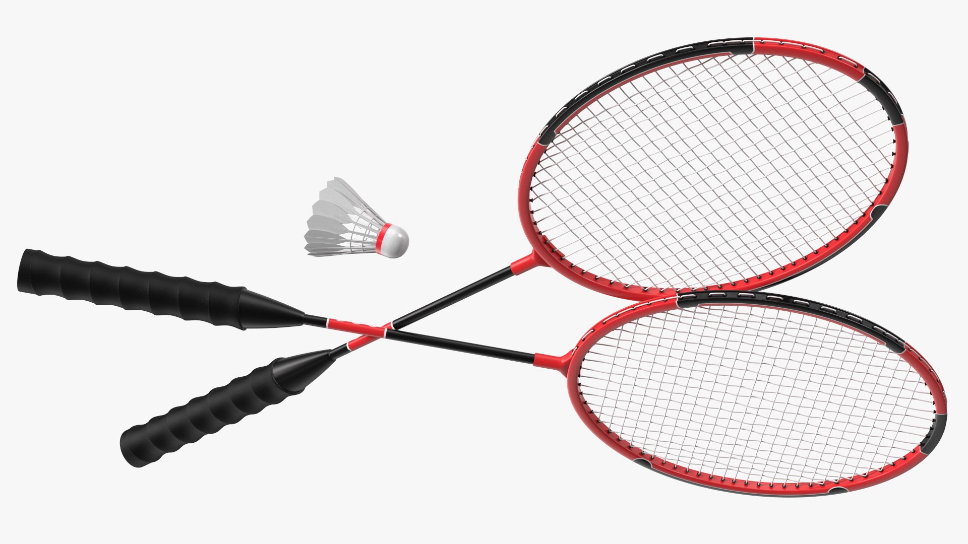 3D model Red Composite Badminton Rackets and Plastic Shuttlecock ...