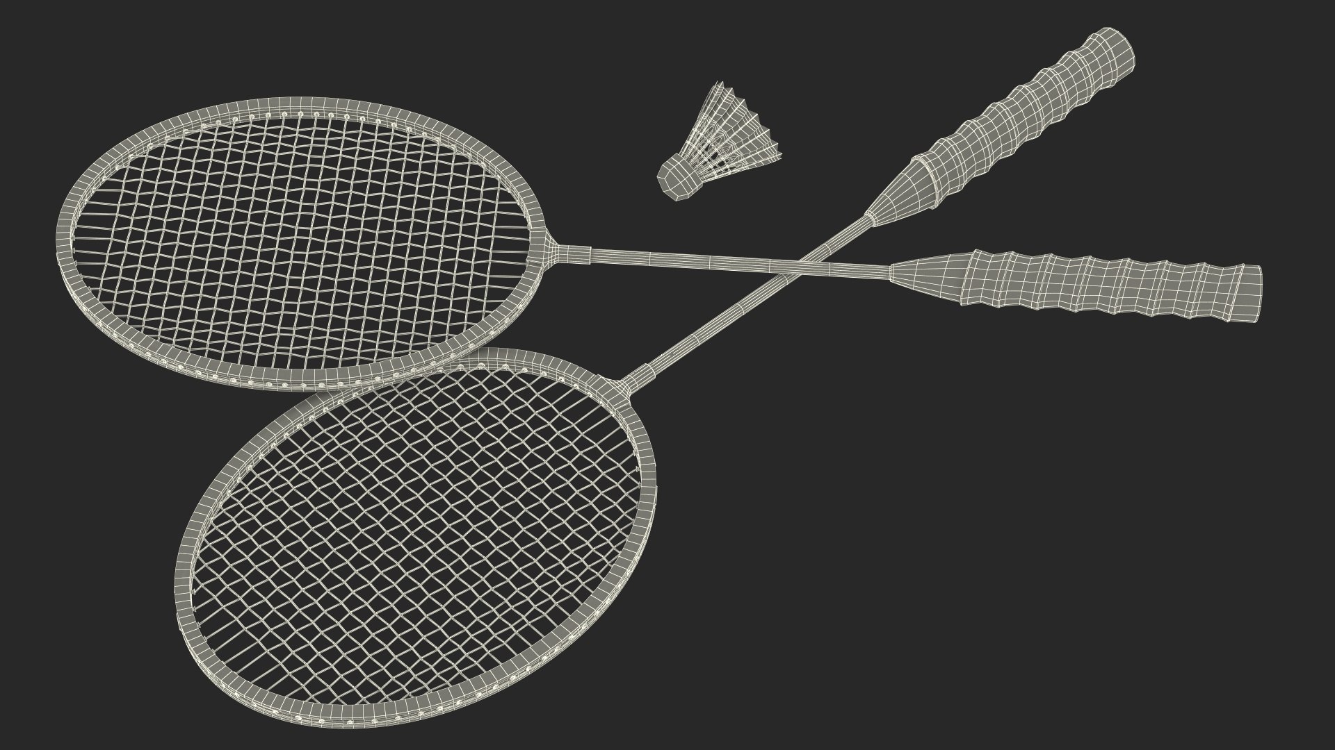 3D model Red Composite Badminton Rackets and Plastic Shuttlecock ...