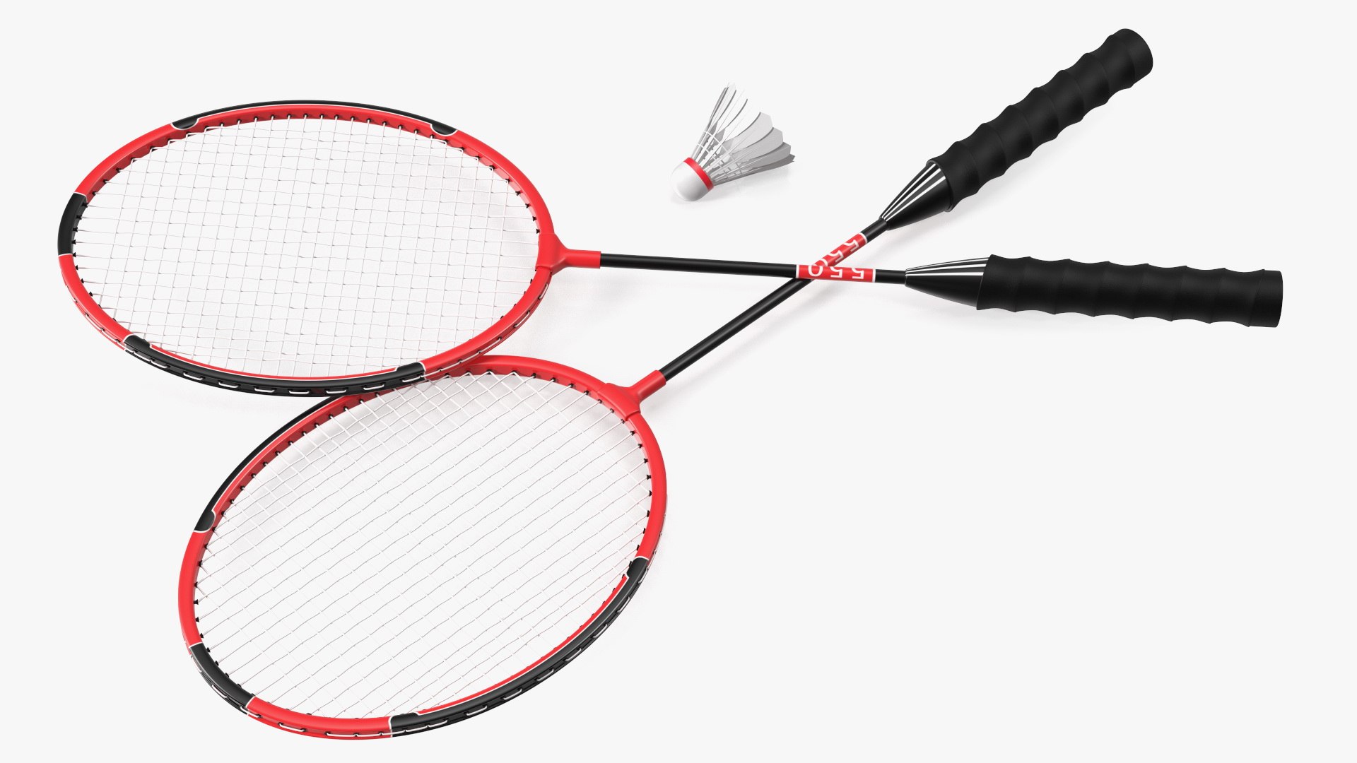 3D model Red Composite Badminton Rackets and Plastic Shuttlecock ...