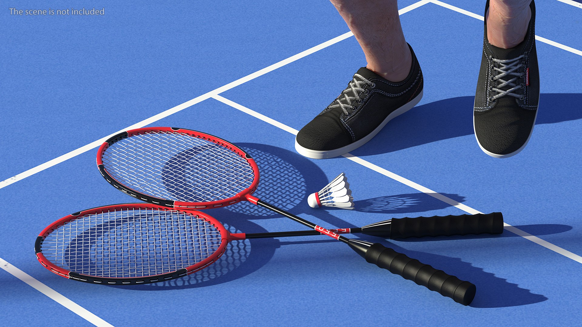 3D model Red Composite Badminton Rackets and Plastic Shuttlecock ...