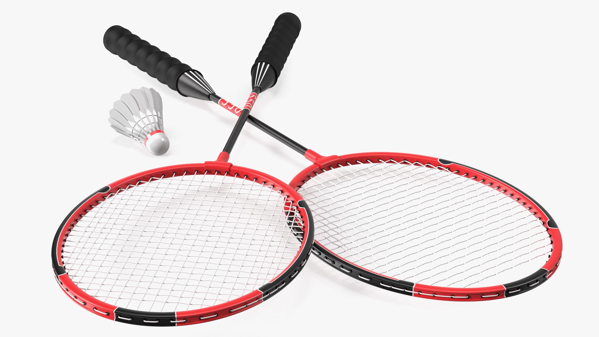 3D model Red Composite Badminton Rackets and Plastic Shuttlecock ...